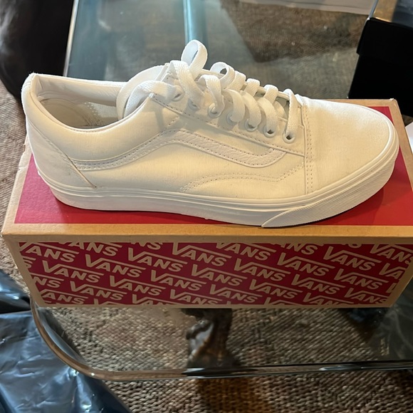 Vans | Shoes | All White Vans Old Skool Canvas Shoe | Poshmark